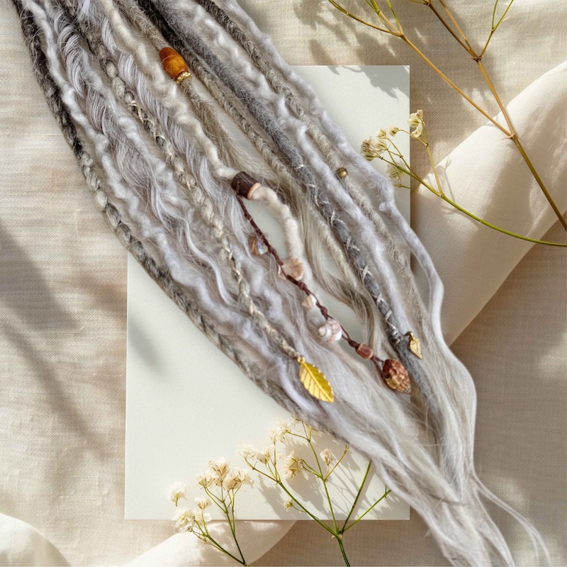 Messy Dread Bun Ponytail The Love of Grey Latte - SaltyDreads