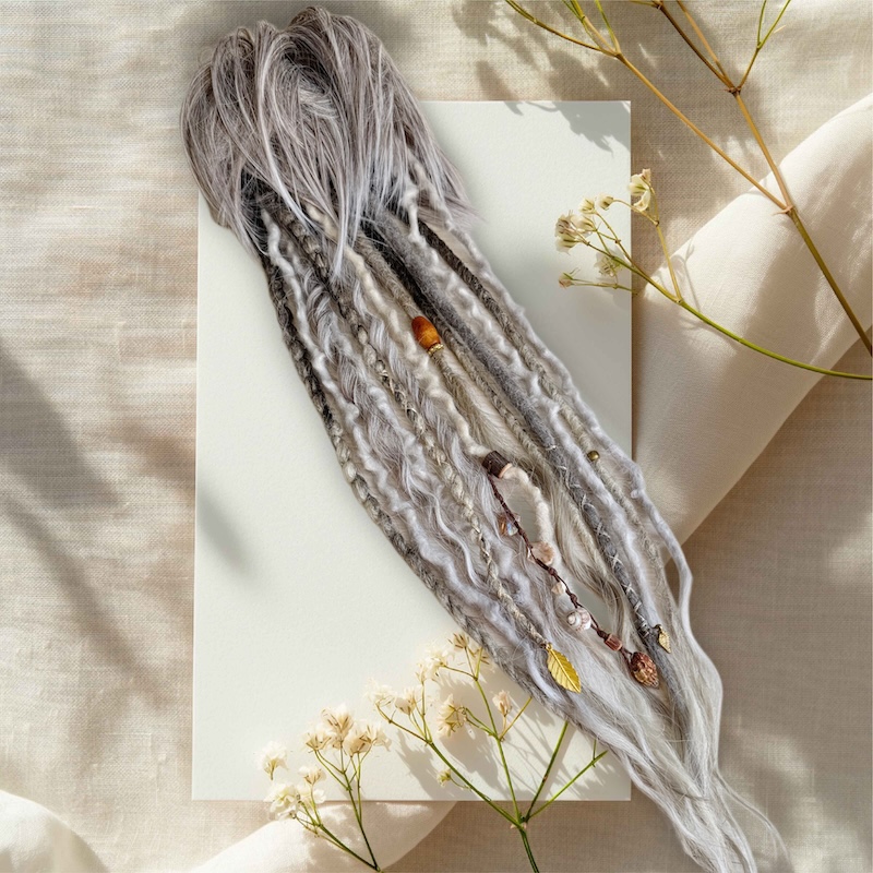 Messy Dread Bun Ponytail The Love of Grey Latte - SaltyDreads